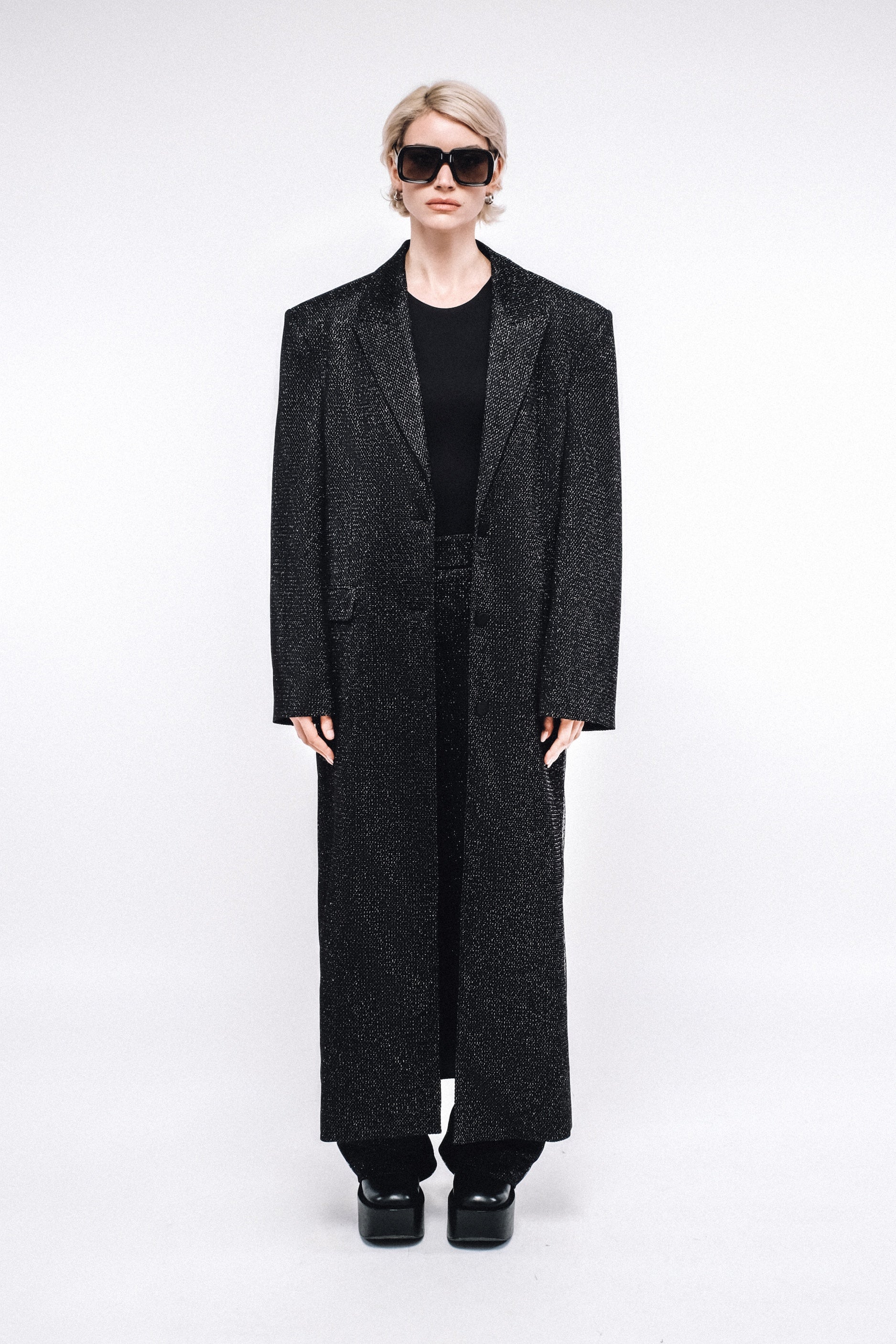 Manteau résille oversize WEST HILL noir